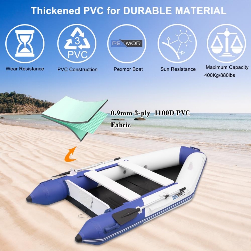 PEXMOR 10ft Inflatable Pontoon Boat Raft kayak with Oars Motor Blue ...