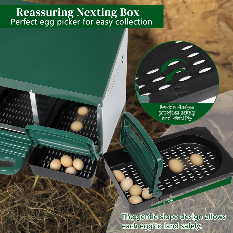 UBesGoo 2 Compartment Roll Out Chicken Nesting Box,Egg Nest Box with ...