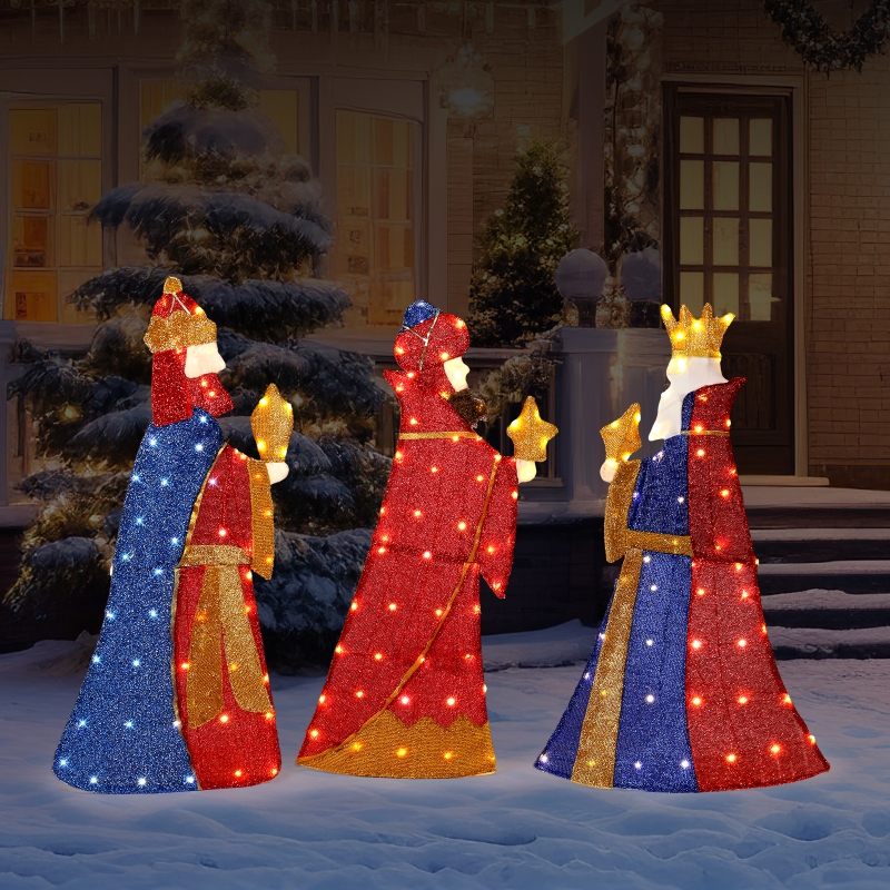UBesGoo 3.5ft Lighted Nativity Scene Christmas Outdoor Decoration Three ...