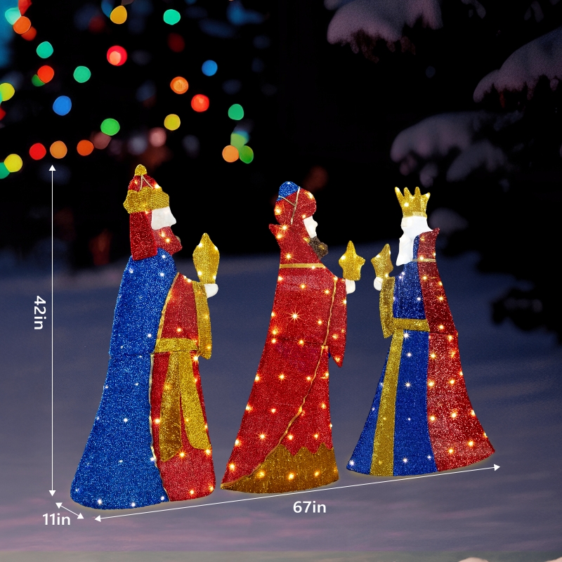 UBesGoo 3.5ft Lighted Nativity Scene Christmas Outdoor Decoration Three ...
